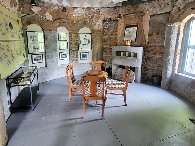 The restored interior spaces create intimate museum settings where you can almost hear echoes of conversations from the castle's heyday.