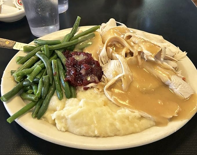 Thanksgiving on a plate doesn't need a holiday&mdash;this turkey dinner with all the fixings proves comfort food knows no season in Boston.