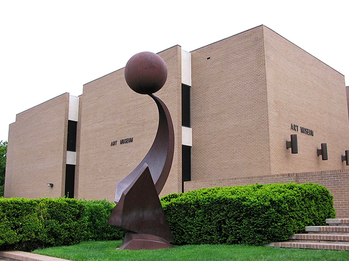 The modernist lines of Amarillo's art museum contrast beautifully with the rugged Panhandle landscape beyond.