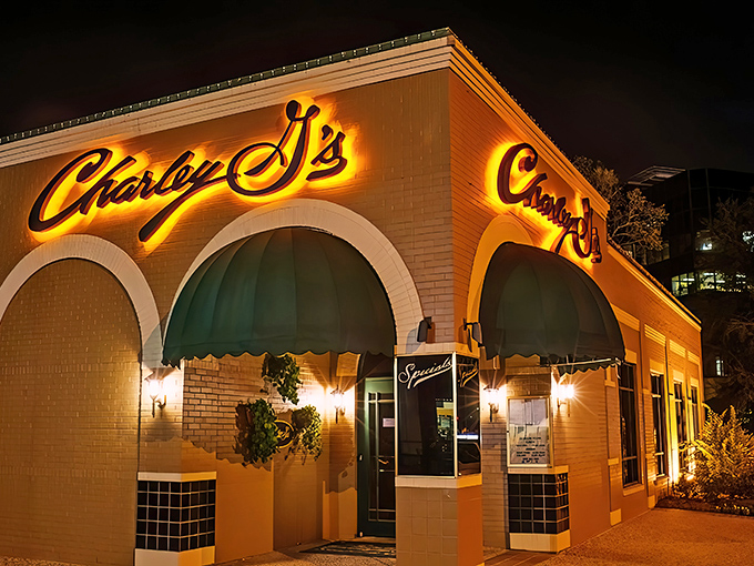 Charley G's golden glow transforms dinner into an event. Those arches frame countless "best steak of my life" moments.