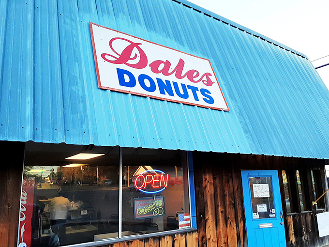 Dale's bright blue awning stands out like a sapphire in Benton's crown &ndash; a colorful promise of fried dough perfection.
