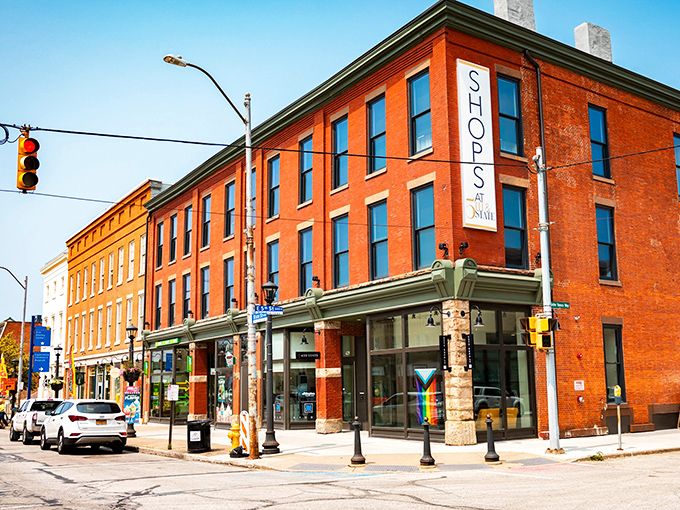 Erie's colorful storefronts and downtown buildings reflecting its industrial heritage and modern affordability.