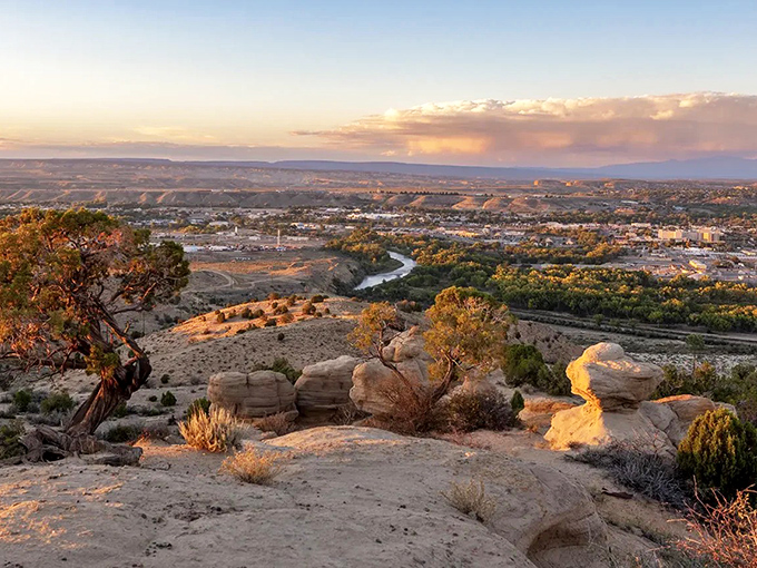 Farmington's downtown invites exploration under impossibly blue skies, where every storefront holds potential treasures.