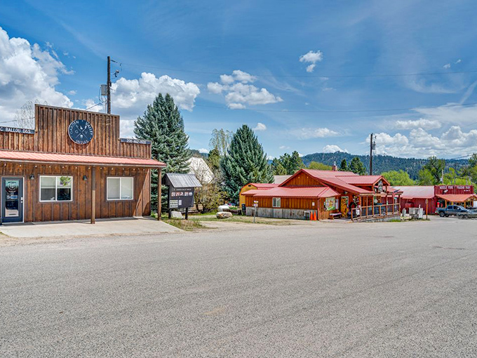 Garden Valley's rustic wooden storefronts look like they were plucked straight from a Western film set.