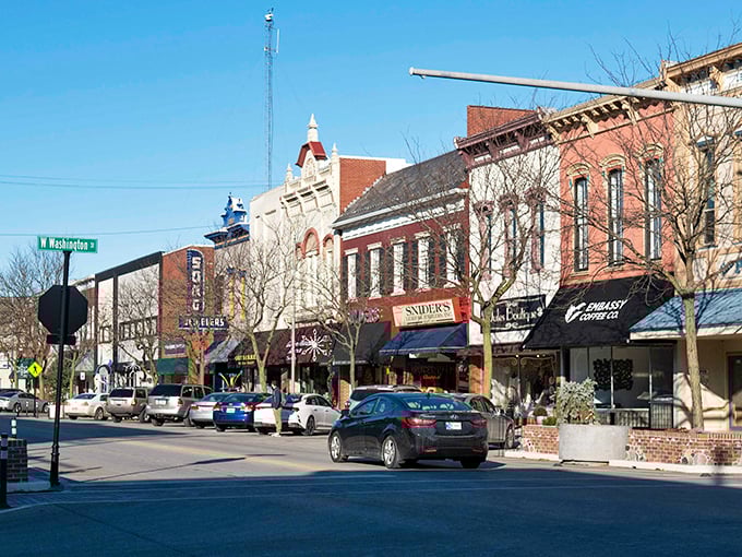 Goshen’s turret-topped corner could easily moonlight as a movie set—quirky, photogenic, and timeless.