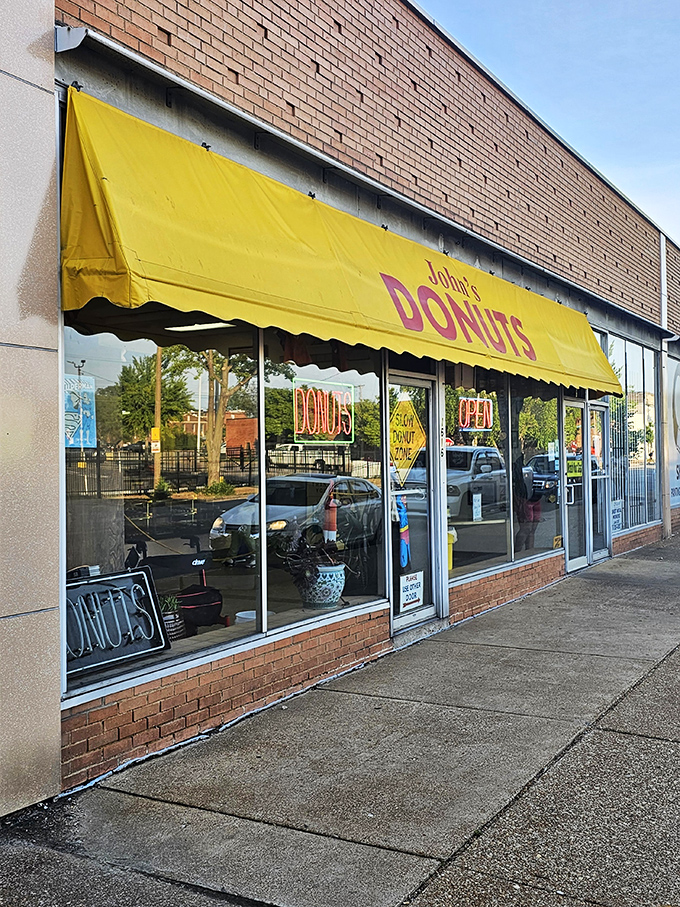 John's Donuts' bright yellow awning is like a beacon in the night for sugar-seekers. Follow the yellow brick road to carb heaven!