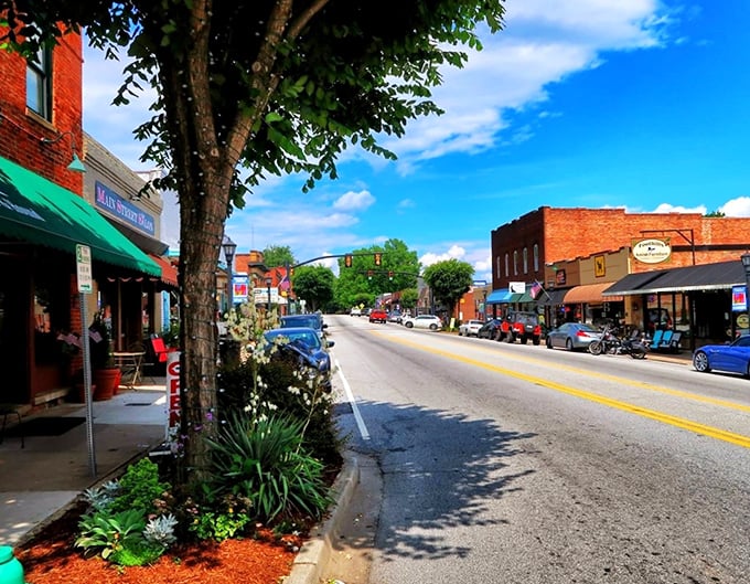 Landrum's Main Street looks like it was plucked from a Norman Rockwell painting, complete with brick sidewalks.