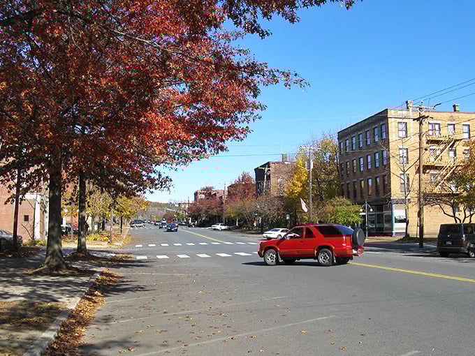 Turners Falls' brick buildings whisper stories of industrial glory days, now housing quirky shops where treasure-hunting is the local sport.
