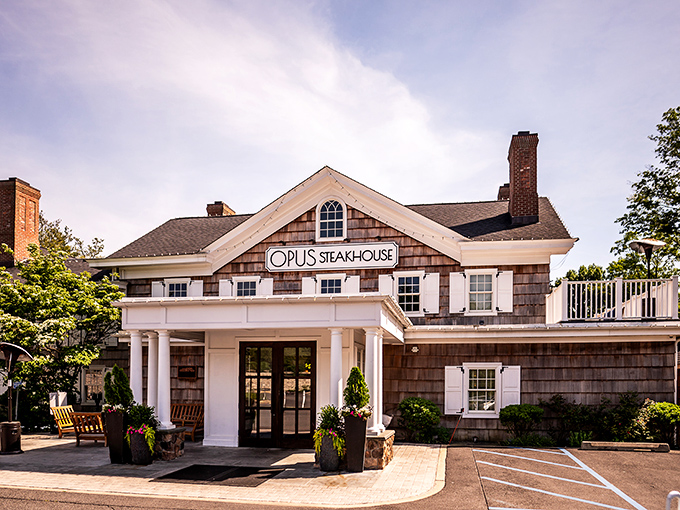 Opus looks like the Hamptons mansion that beef built&mdash;a temple to great steaks disguised as Colonial architecture.