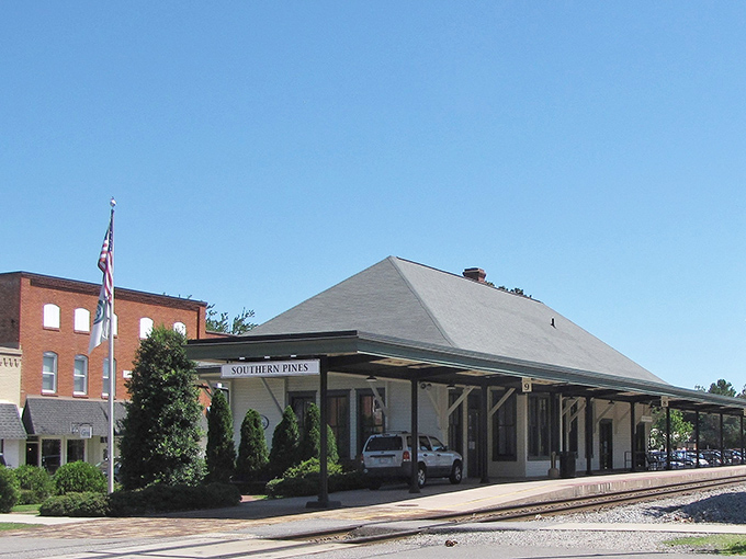 Southern Pines' historic train station welcomes visitors just as it has for generations. All aboard for small-town charm!