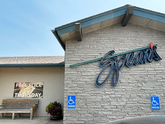 Spear's Restaurant: "That neon sign whispers sweet promises of pie! Spear's stone exterior houses dessert legends that locals line up for."