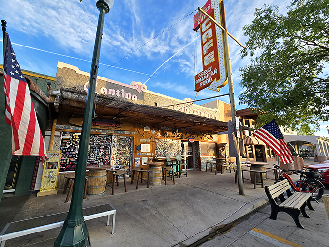The Coffee Cup's vintage charm and neon sign – where Food Network fame meets small-town hospitality.