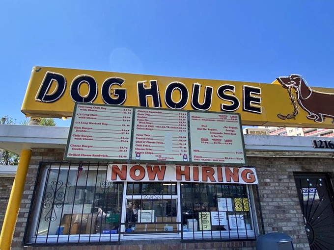 The Dog House's bright yellow sign has been photobombing Route 66 selfies since before selfies were even a thing.