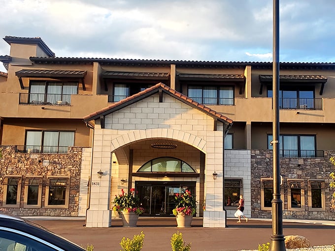 The Steakhouse at Flying Horse (exterior): "Desert meets luxury in this stone palace where golf views and great steaks create the ultimate power lunch."