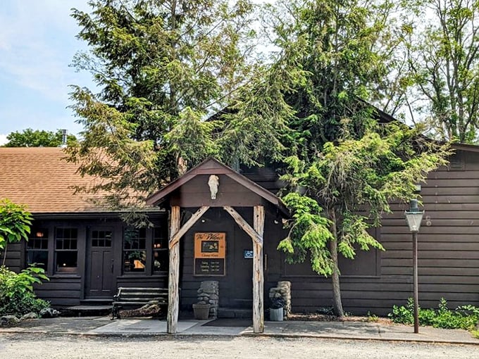 The Walpack Inn's rustic entrance, complete with animal skull, sets the scene for a dining adventure that's worth the journey.