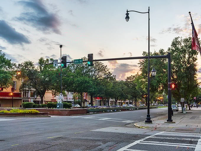 Downtown Augusta's tree-lined streets offer shade and Southern charm &ndash; where even rush hour feels like a gentle suggestion.
