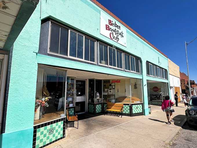 A splash of turquoise in Bisbee's historic landscape, hiding eggy treasures that locals line up for.