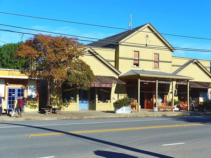 The historic general store still serves as the heart of town, where locals post community notices and catch up on news better than any social media feed.