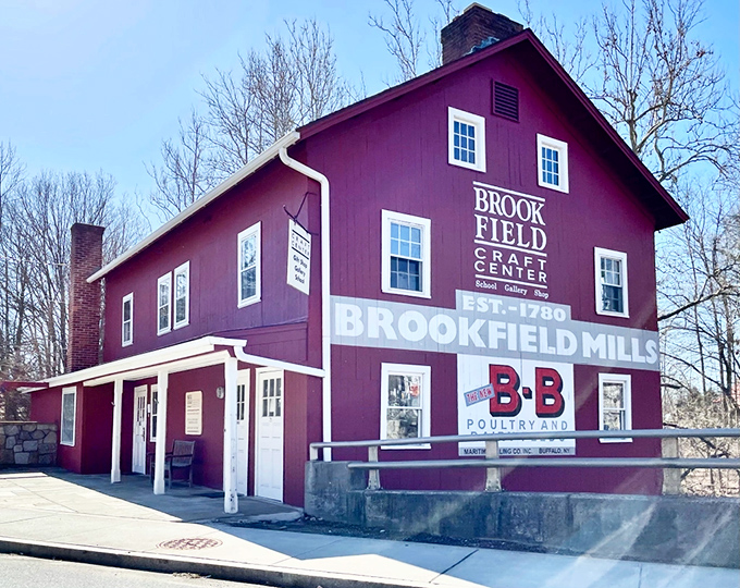 The brick buildings of Brookfield's town center create a warm, inviting atmosphere where neighbors become friends over coffee and local gossip.