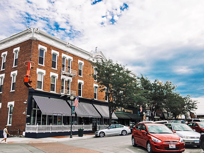 From above, Centerville's town square resembles a wagon wheel of brick and history, with the courthouse as its sturdy hub.