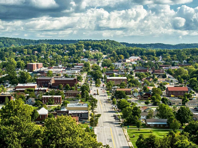From this vantage point, Cookeville spreads out like a patchwork quilt of neighborhoods, businesses, and green spaces.