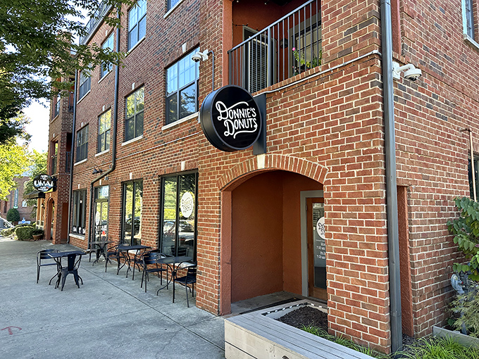 Outdoor tables invite you to linger and contemplate the serious business of donut appreciation in the Atlanta sunshine.