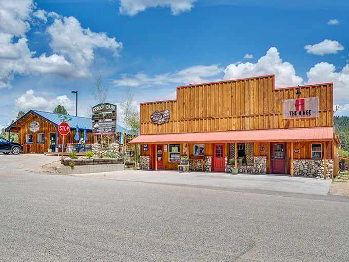 The Longhorn Saloon and neighboring shops in Garden Valley offer a taste of the Old West with modern neighborly charm.