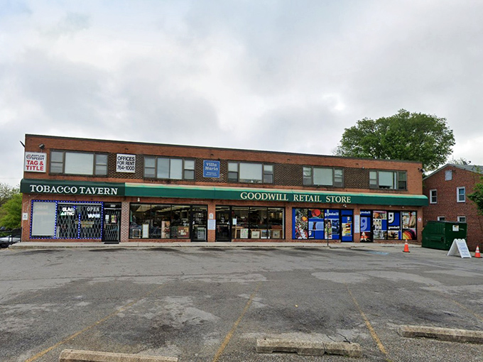 Goodwill's unassuming exterior hides a world of possibilities. Like a book with a plain cover but amazing story inside!