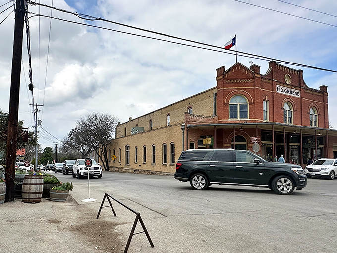 The charming storefronts of Gruene invite you to linger, much like the conversations that start with "Just popping in for a minute."