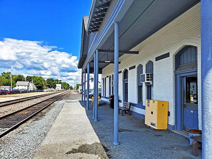 The historic Harrington train station stands as a reminder of simpler times&mdash;much like the town's refreshingly simple cost of living.