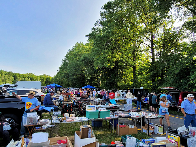 At Jamie's, even school buses join the fun, with vendors setting up shop wherever there's space for a table.