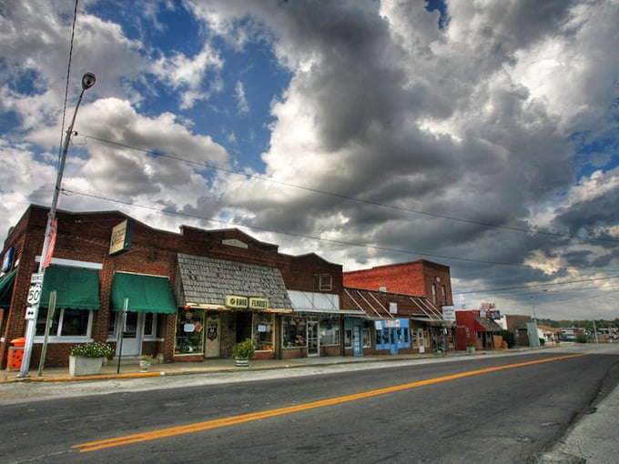 The heart of Knob Noster reveals its practical, no-nonsense character. This brick building has likely witnessed countless community stories unfold across generations.