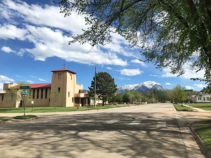 La Veta's adobe-style buildings blend perfectly with the landscape. Even the architecture knows it's in the Southwest!