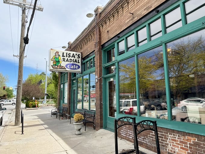 Where vintage charm meets modern appetite. That motorcycle out front knows what's up &ndash; fuel for the road starts here! 