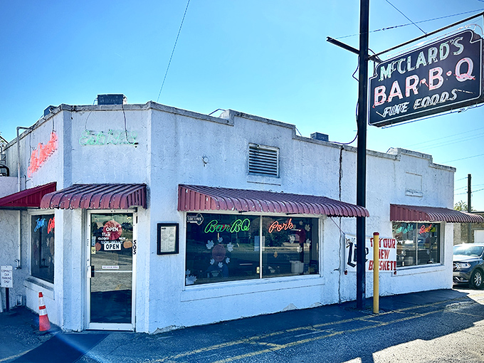 McClard's BBQ: No fancy frills needed when what's happening inside involves meat, smoke, and time-honored barbecue magic.