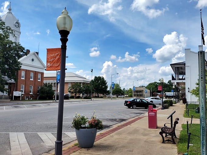 The charming storefronts of Monroeville stand like sentinels of small-town commerce, where shopping local wasn't a movement—it was just what you did.