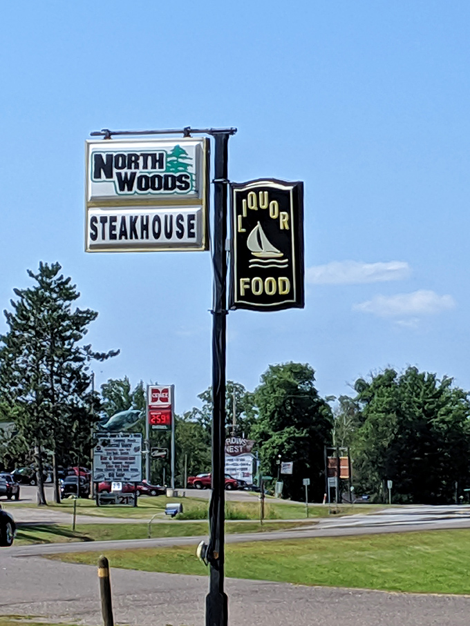 The sign says it all &ndash; a steakhouse with outdoor accommodations is peak Minnesota hospitality in action.
