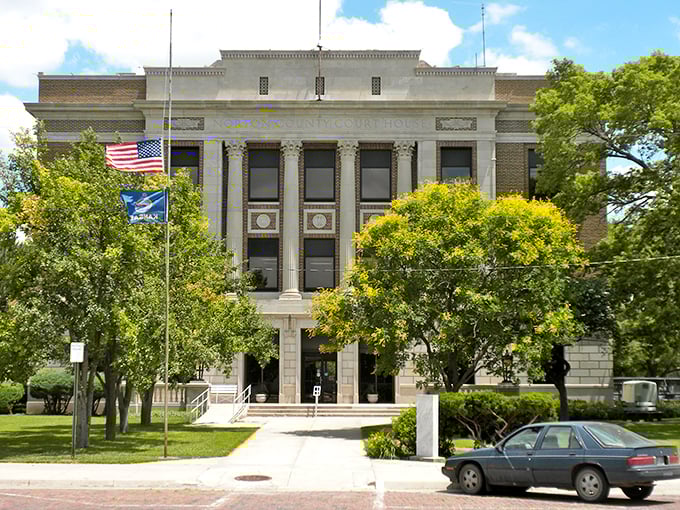 This magnificent Norton County building has witnessed generations of community life unfolding beneath its impressive clock tower.