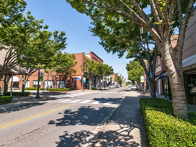 Tree-lined streets frame Rock Hill's walkable downtown &ndash; where Social Security goes further than your morning constitutional.