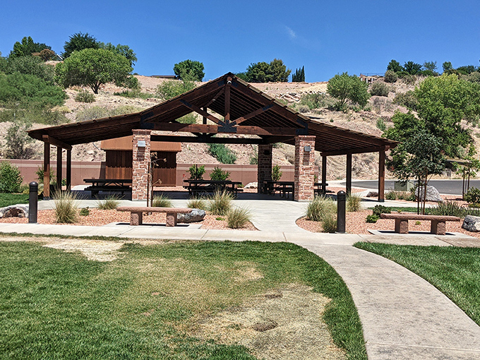 This peaceful park pavilion in Santa Clara offers shade from both the desert sun and high living costs found elsewhere.