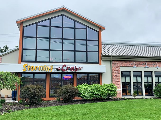 With its ocean-blue walls and dramatic entrance, Storming Crab may look flashy outside, but inside it's all about serious seafood business.