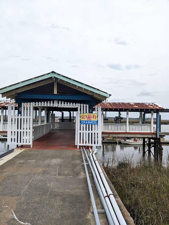 Perched on stilts over the water, this hidden gem offers views almost as spectacular as the blue crab on your plate. 