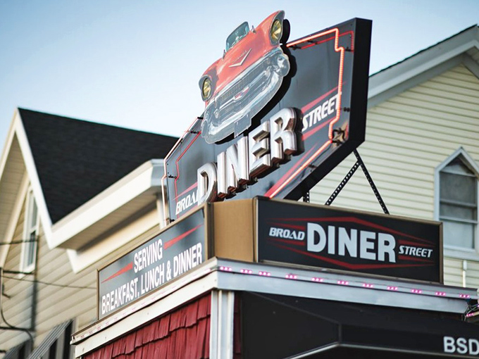 That classic car sign above Broad Street Diner isn't just decoration&mdash;it's advertising a journey back to when food was simple and simply delicious.