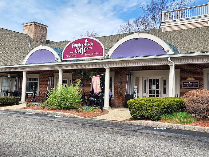 Those purple awnings aren't just for show&mdash;they signal you've arrived somewhere special, where ordinary breakfast transforms into morning magic.