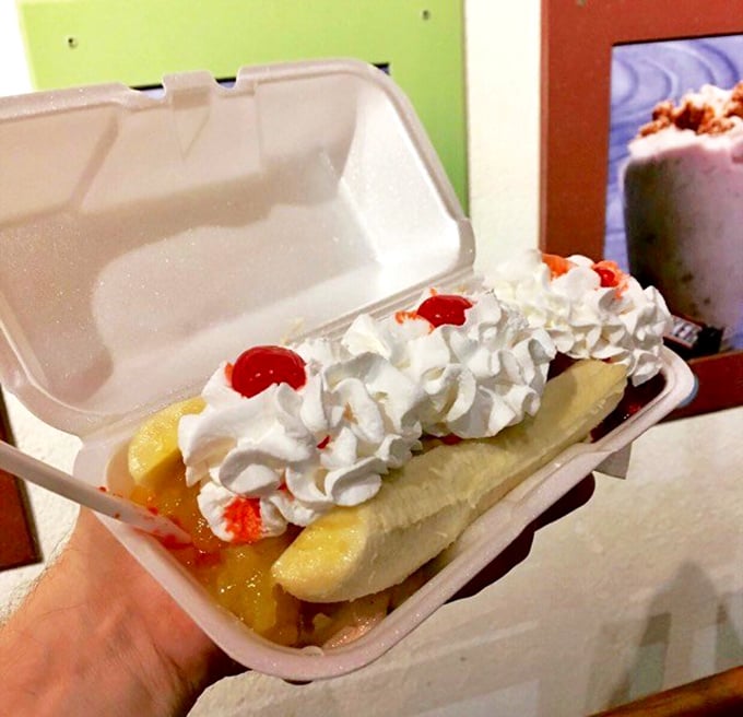 The banana split: nature's boat filled with ice cream treasure. A dessert so perfect it deserves its own national holiday.