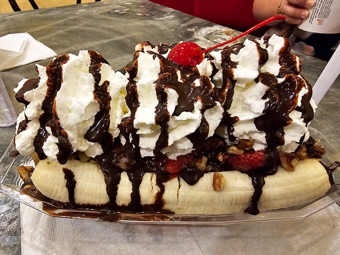 The banana split at Leopold's isn't just a dessert, it's a declaration of abundance. America's optimism in edible form.
