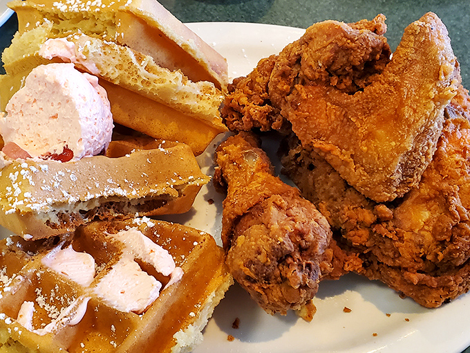 This isn't just chicken and waffles&mdash;it's what breakfast dreams about when breakfast goes to sleep. The perfect balance of savory and sweet.