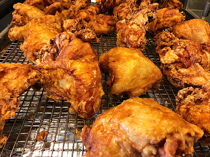 The tray of glistening, golden-brown chicken pieces is what food photographers dream about &ndash; except this tastes even better than it looks.