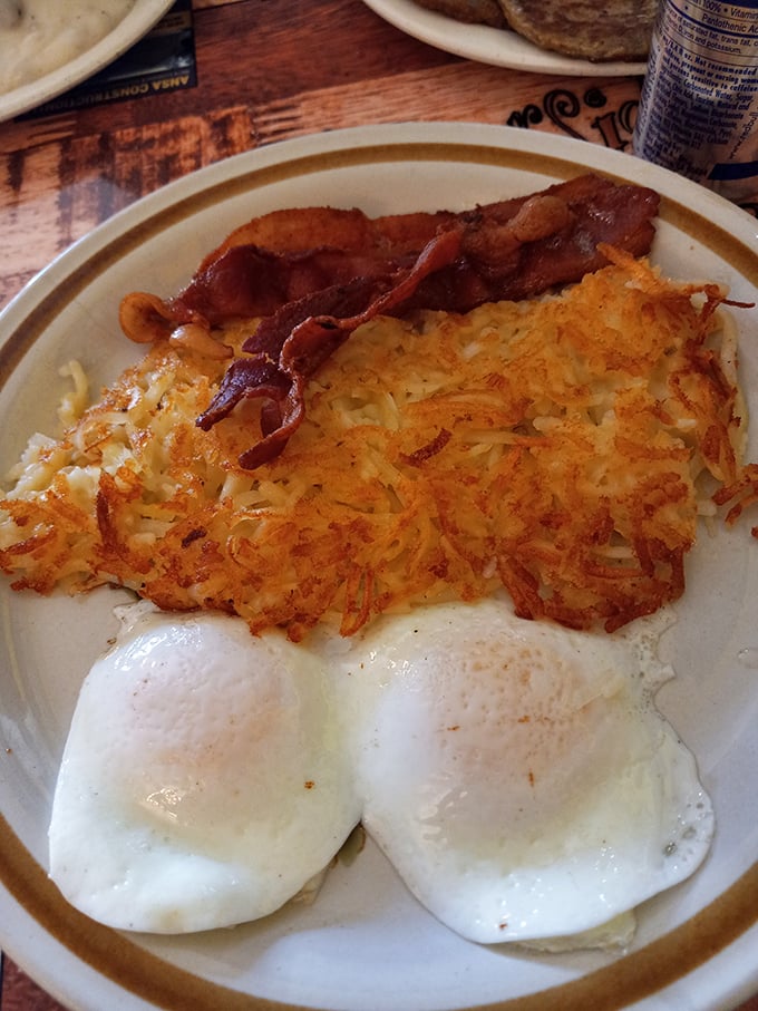 More hash browns than plate, more flavor than should be legally possible. This is the breakfast equivalent of finding an extra $20 in your pocket.