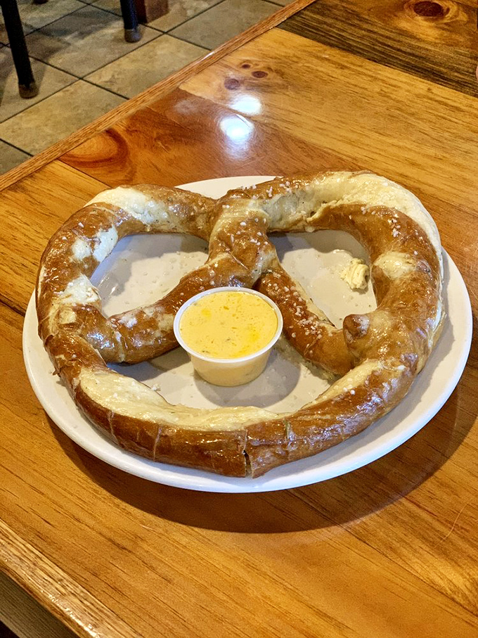 The pretzel's exterior shatters like thin glass while the interior remains cloud-soft. It's the bread equivalent of having your cake and eating it too.